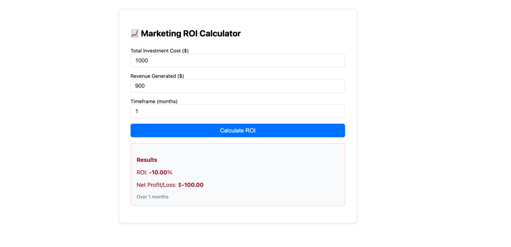 Free Marketing ROI Calculator
